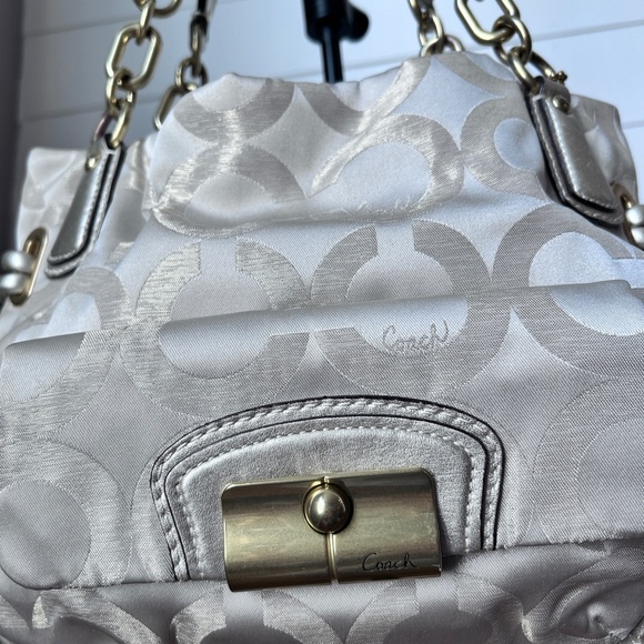Coach | Bags | Authentic Coach Bag Cream Color With Gold Chain Accents ...